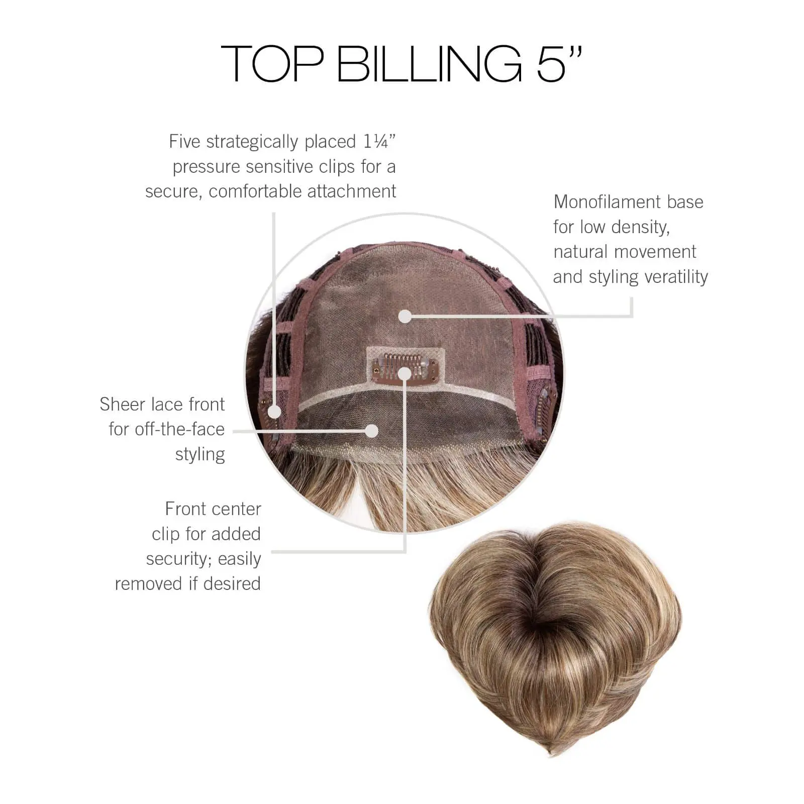 Top Billing 5 inches Hair Topper by Raquel Welch - HairWeavon
